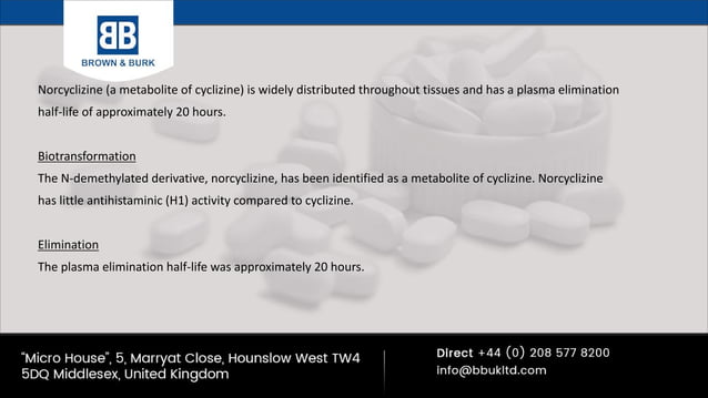 Cyclizine Hydrochloride - Summary of Product Characteristics | PPT