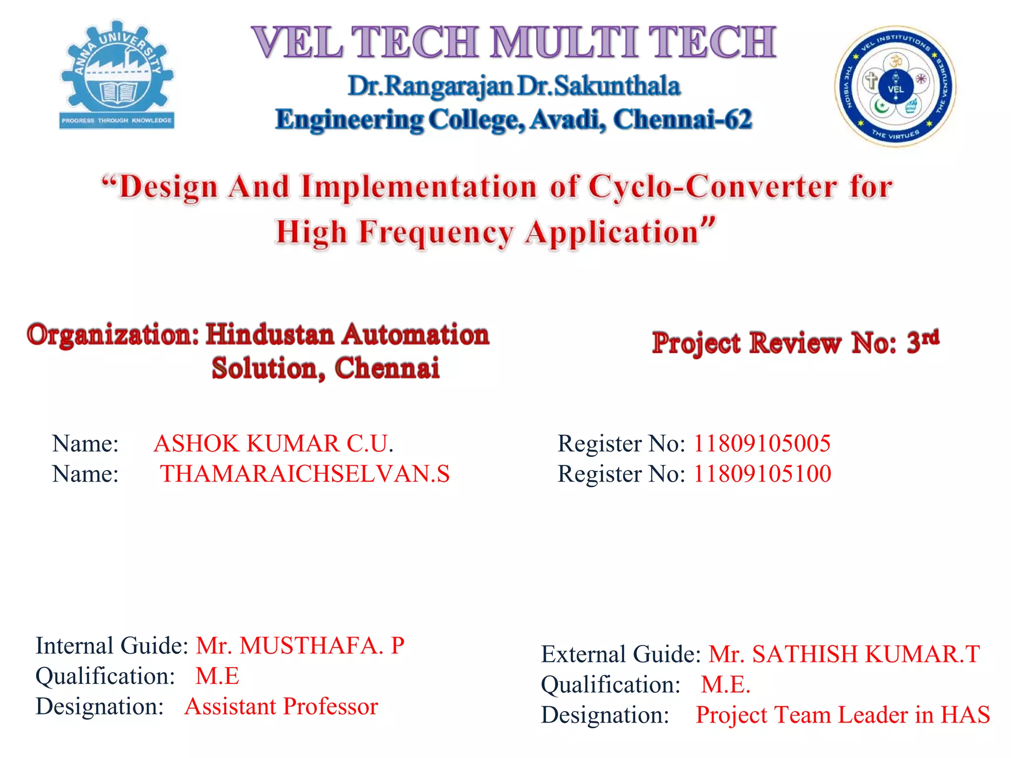 Cyclo converter design for hf applications using h-bridge inverter | PPT