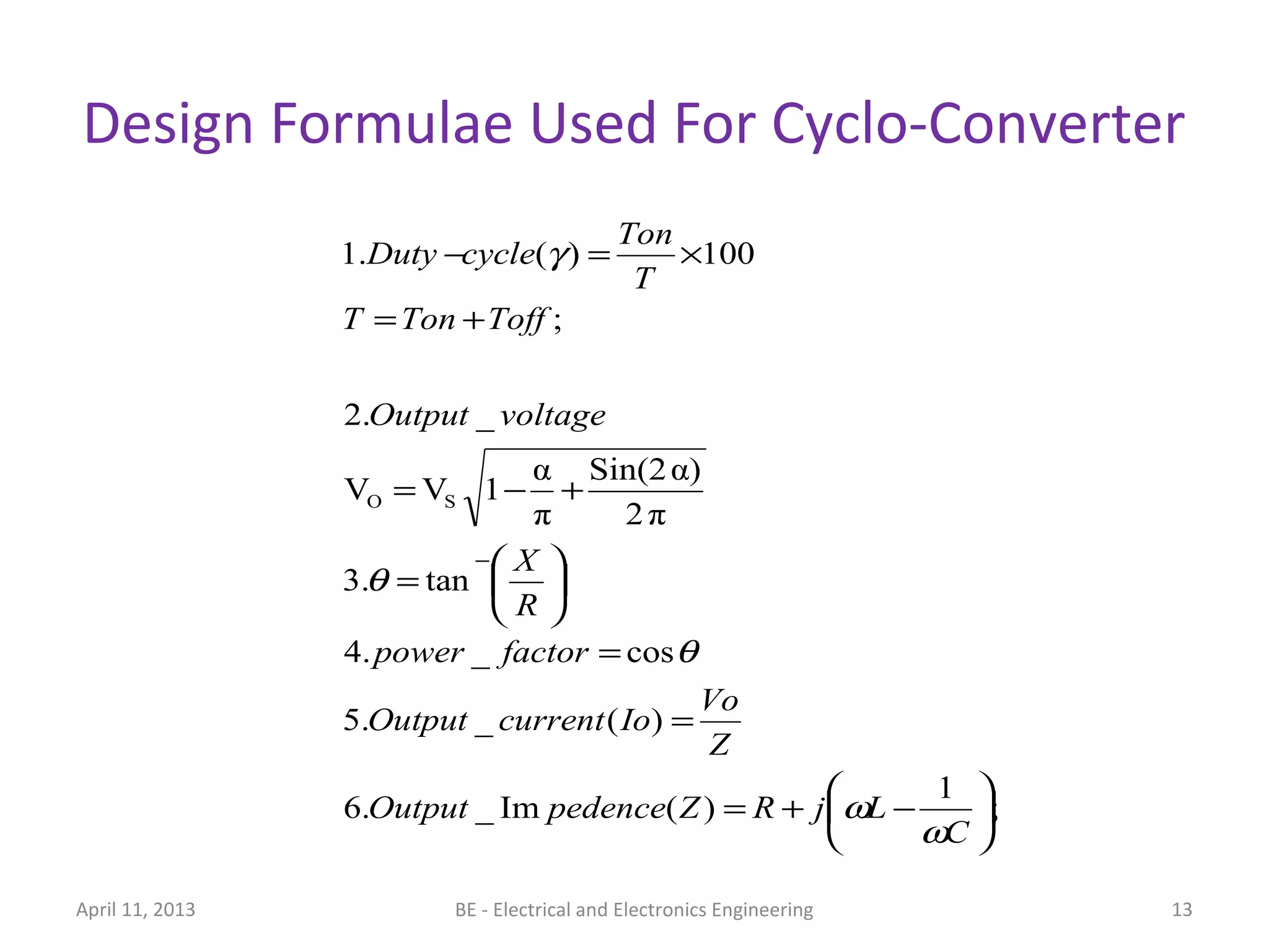 Cyclo converter design for hf applications using h-bridge inverter | PPT