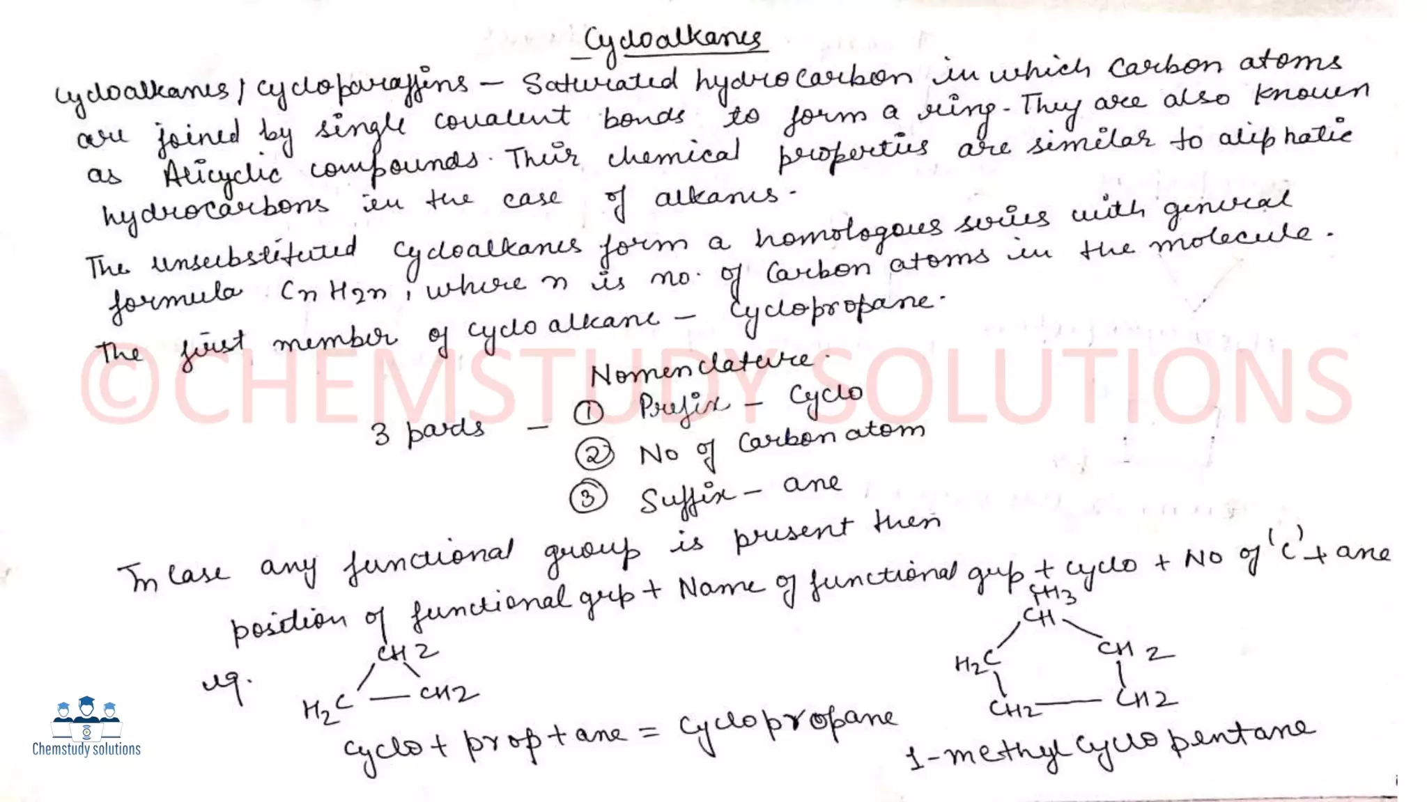 Pharmaceutical Organic Chemistry-II| Cycloalkanes||Chapter -V | PPTX