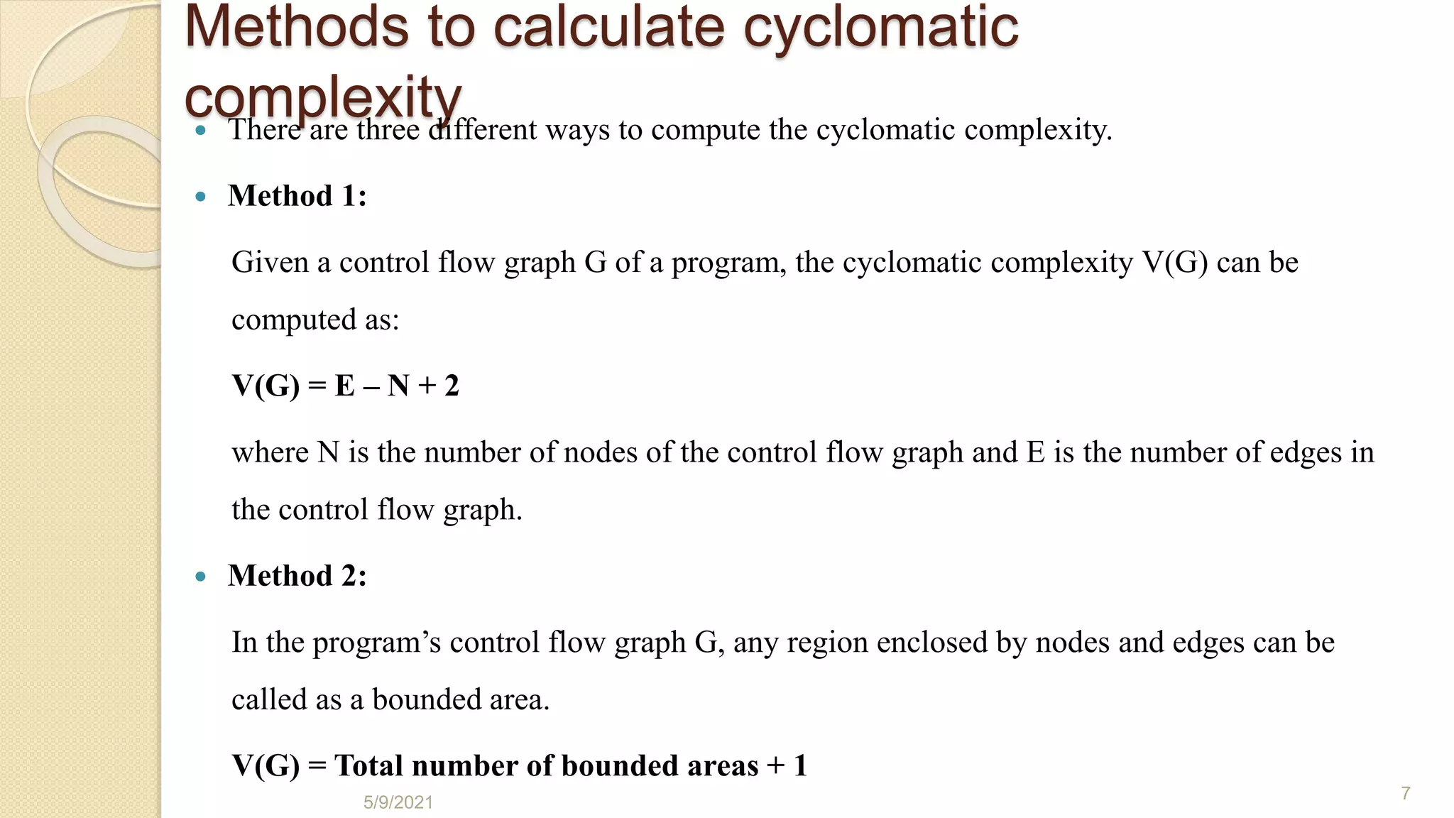 Calculation of Cyclomatic complexity | PPTX