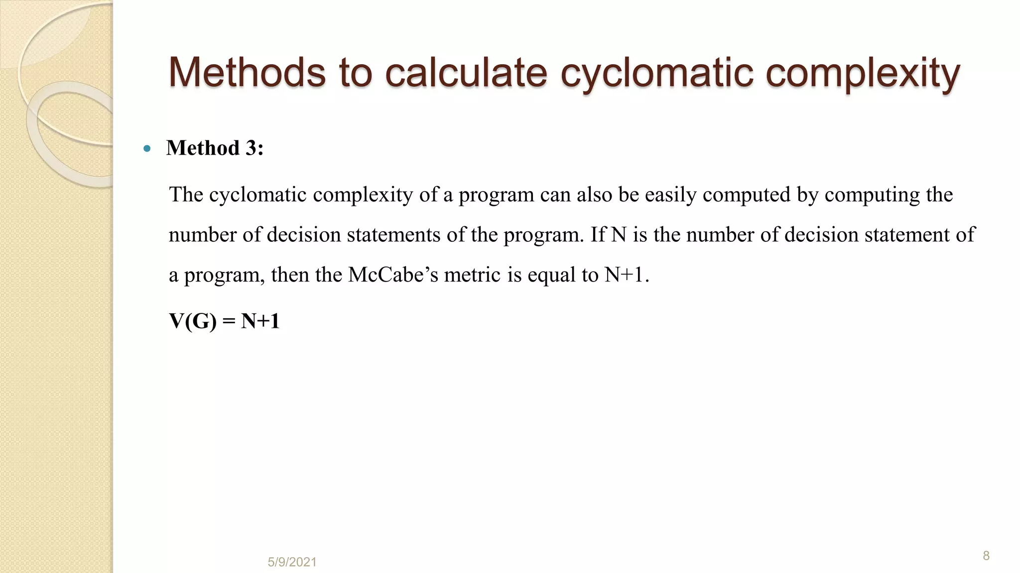 Calculation of Cyclomatic complexity | PPTX