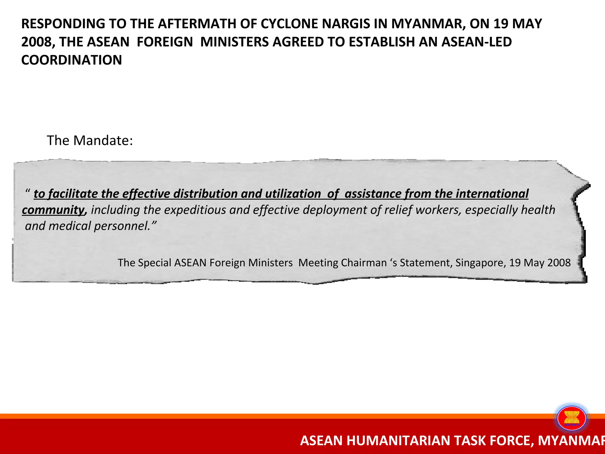Cyclone Nargis and ASEAN: Promoting a Regional Mechanism in Disaster ...