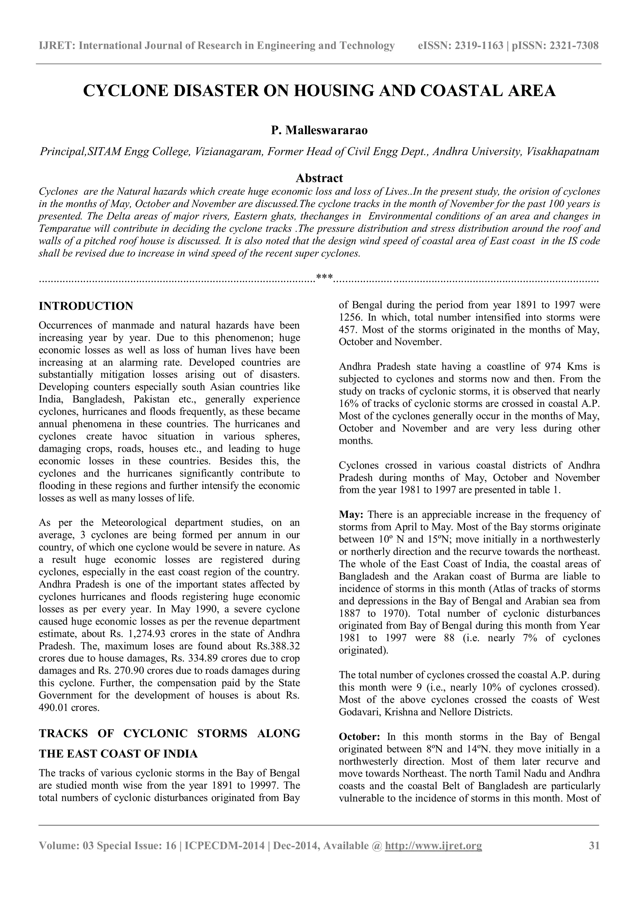 Cyclone disaster on housing and coastal area | PDF