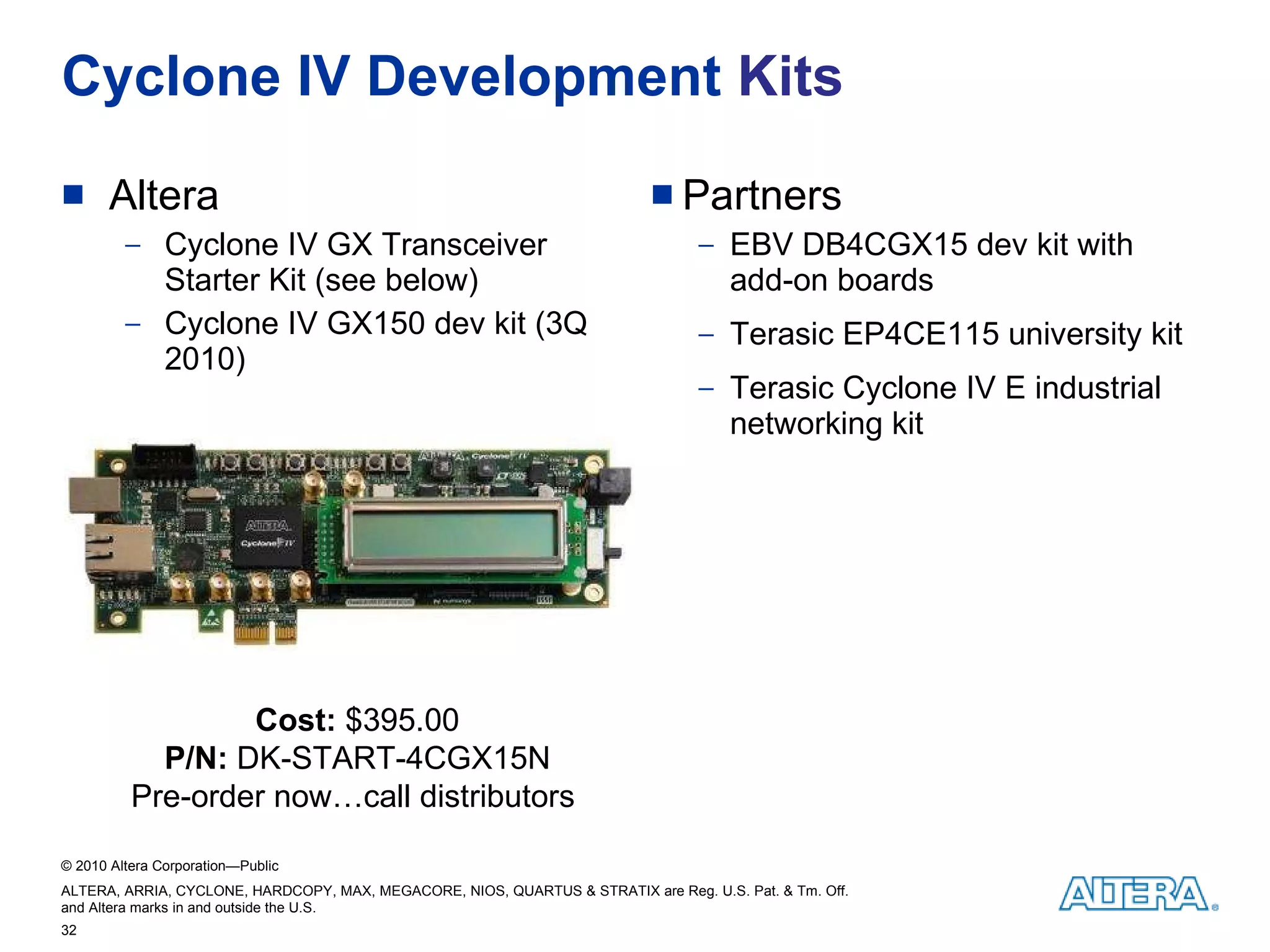 Altera Cyclone IV FPGA Customer Presentation | PPT