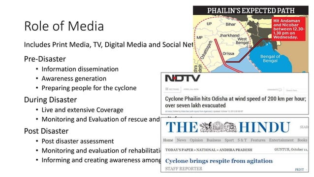 Role of Media in dealing with disasters, case of Cyclone phailin | PPTX