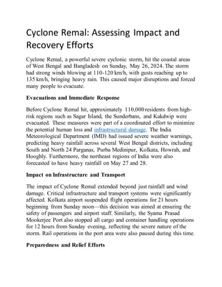 Cyclone Remal: Assessing Impact and Recovery Efforts | PDF