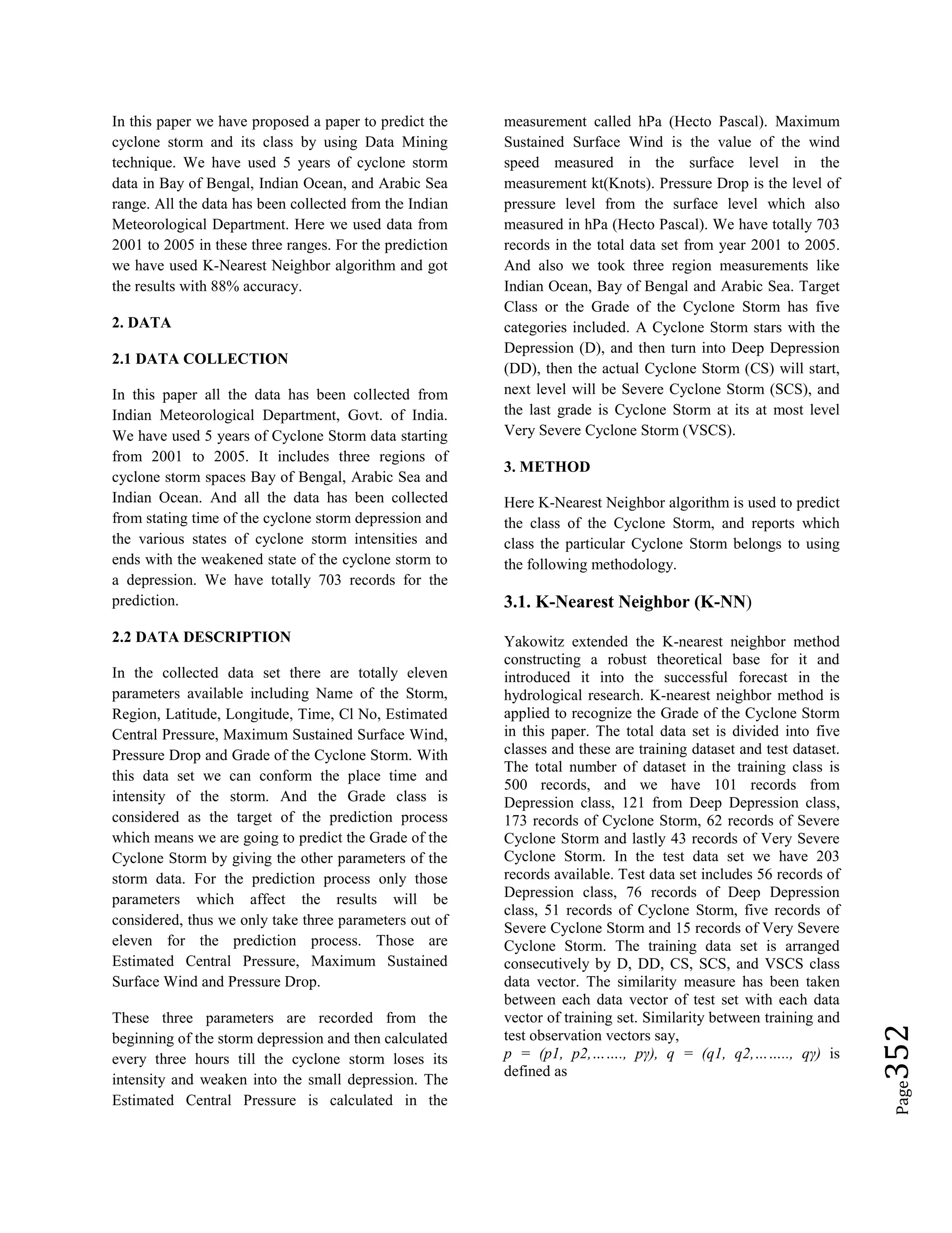 Cyclone storm prediction using knn | PDF