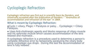 Cycloplegic refraction ppt | PPT
