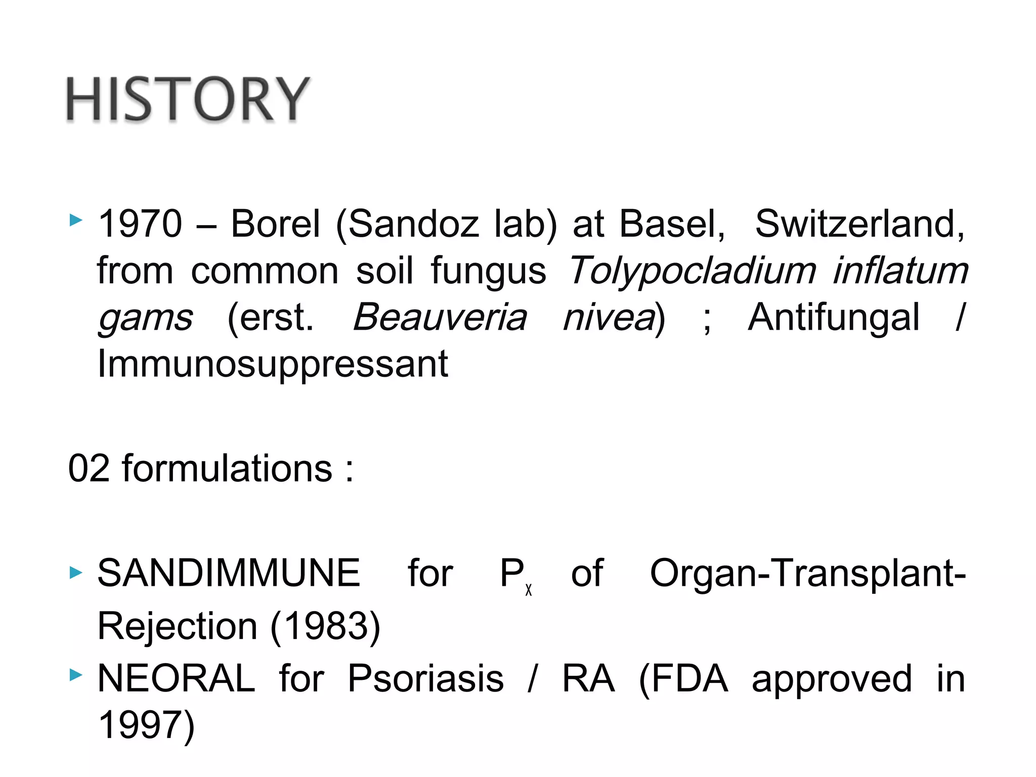 Cyclosporine by Aseem | PPT