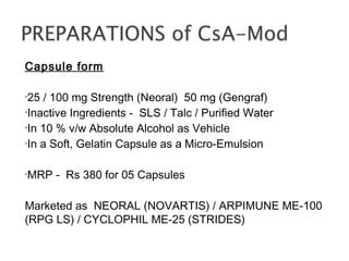 Cyclosporine by Aseem | PPT