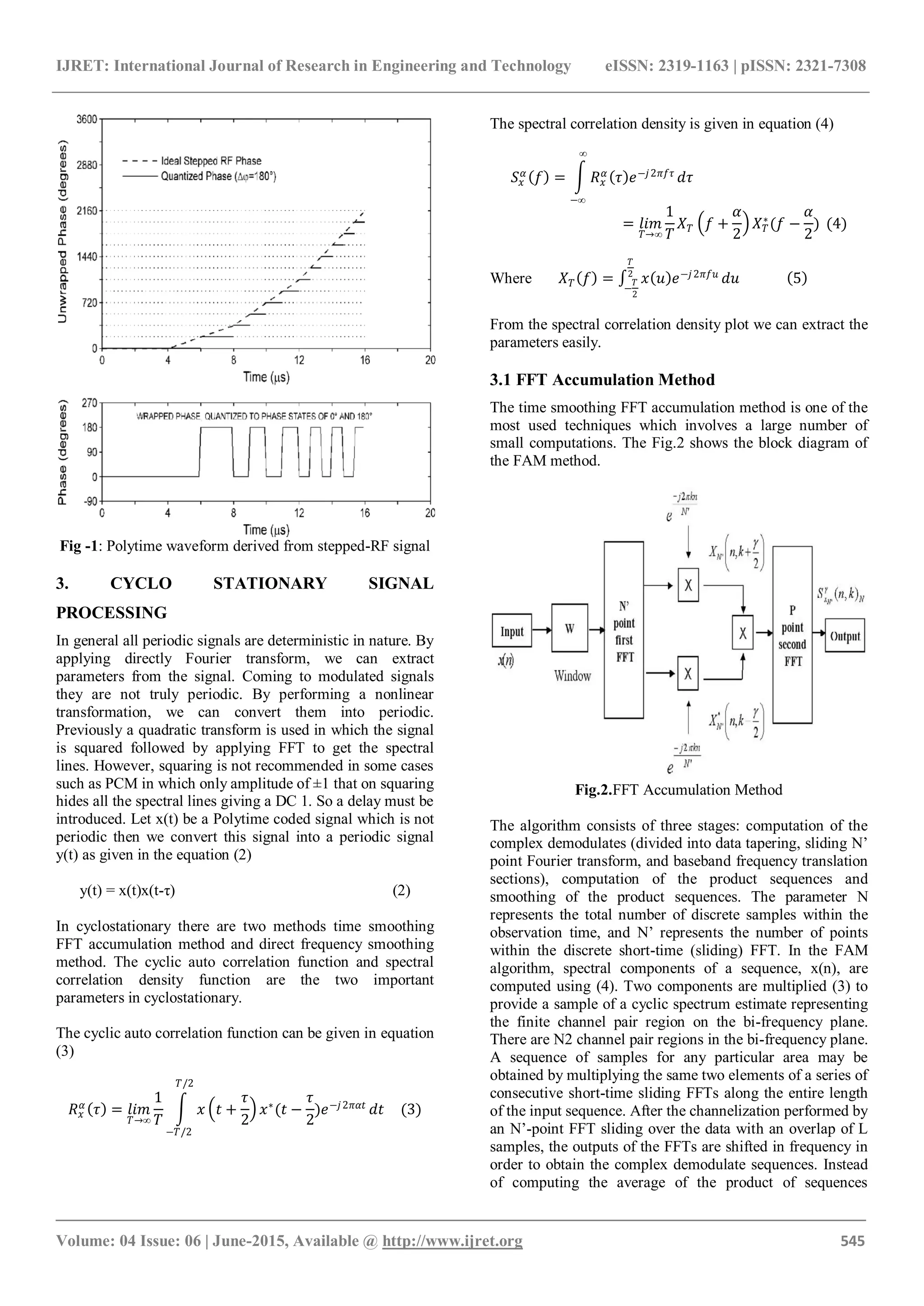 Cyclostationary analysis of polytime coded signals for lpi radars | PDF