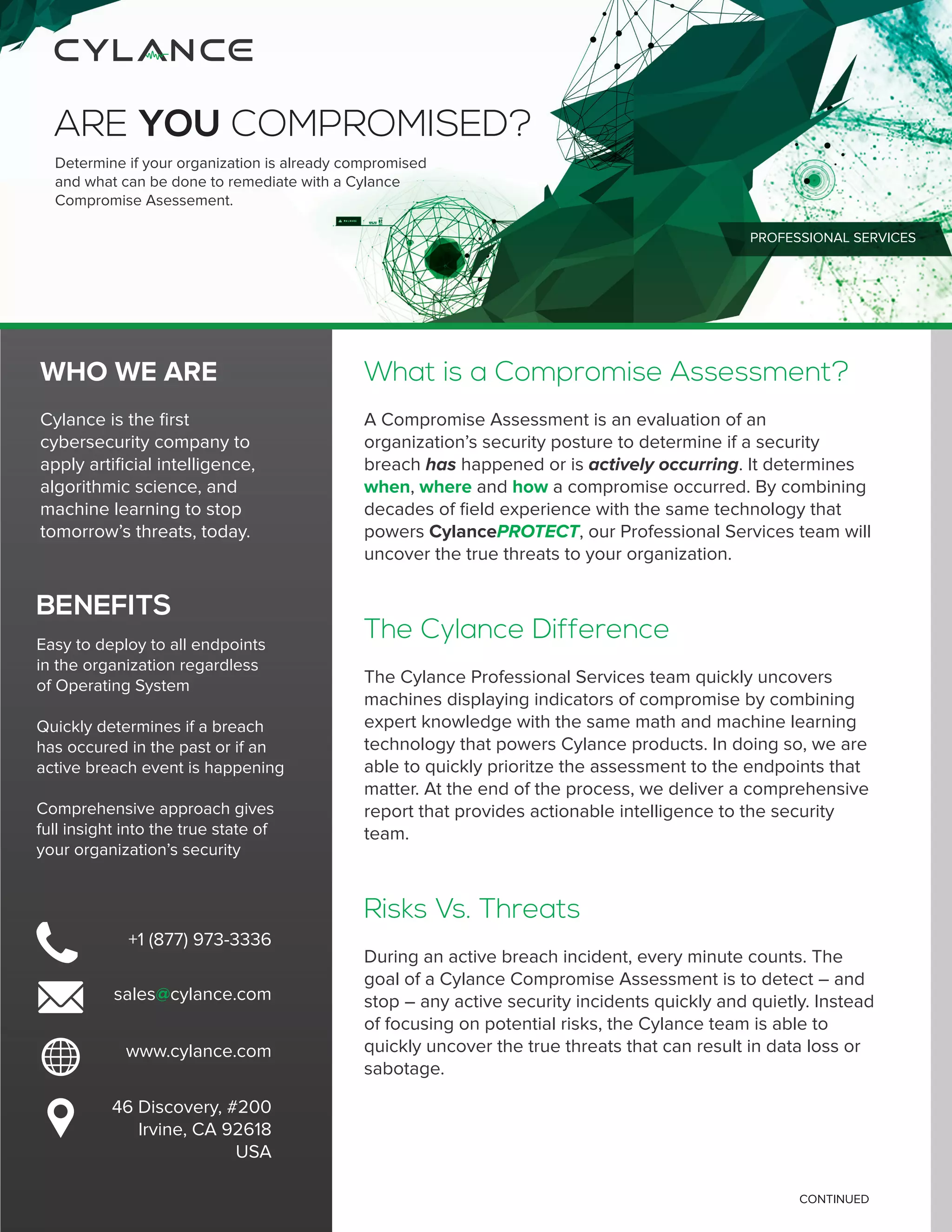 Cylance Information Security: Compromise Assessment Datasheet | PDF