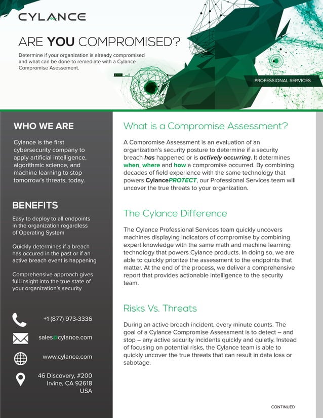 Cylance Information Security: Compromise Assessment Datasheet | PDF