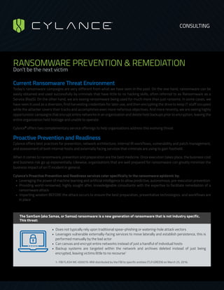 Cylance Ransomware-Remediation & Prevention Consulting Data-sheet | PDF