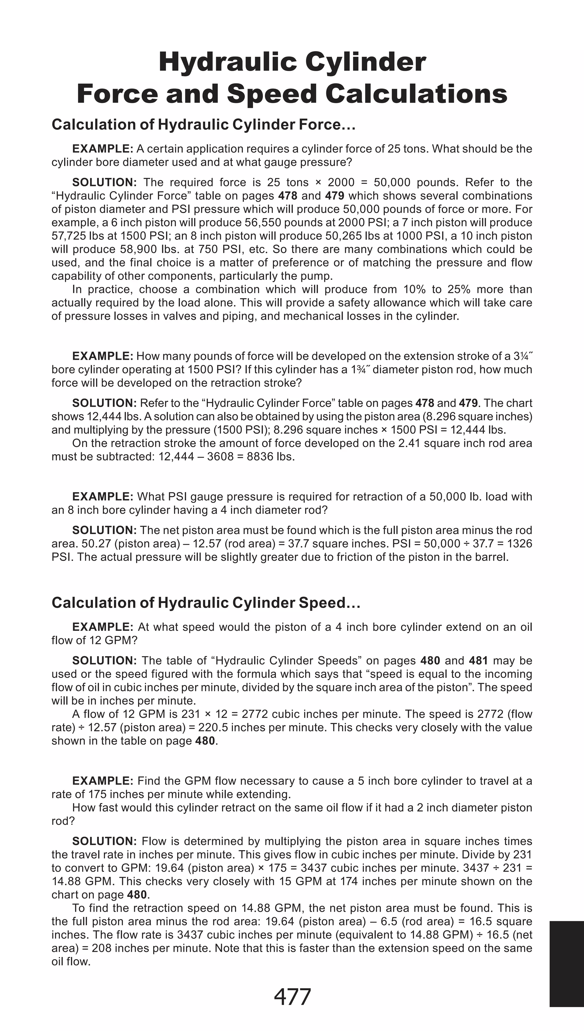 Cylinder force and speed calc | PDF