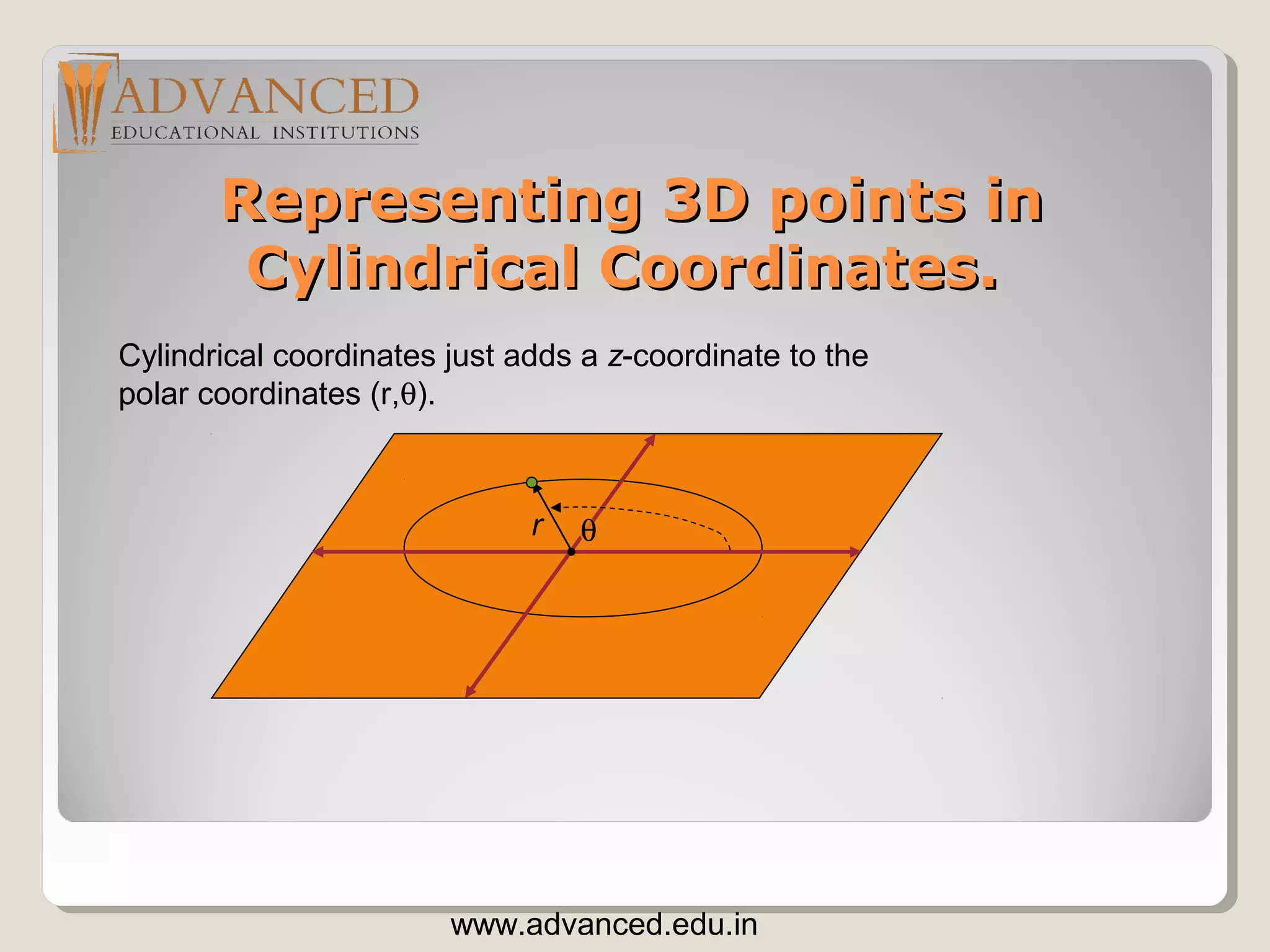 Cylindrical and spherical coordinates shalini | PPT
