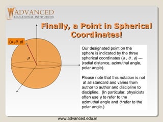 Cylindrical and spherical coordinates shalini | PPT