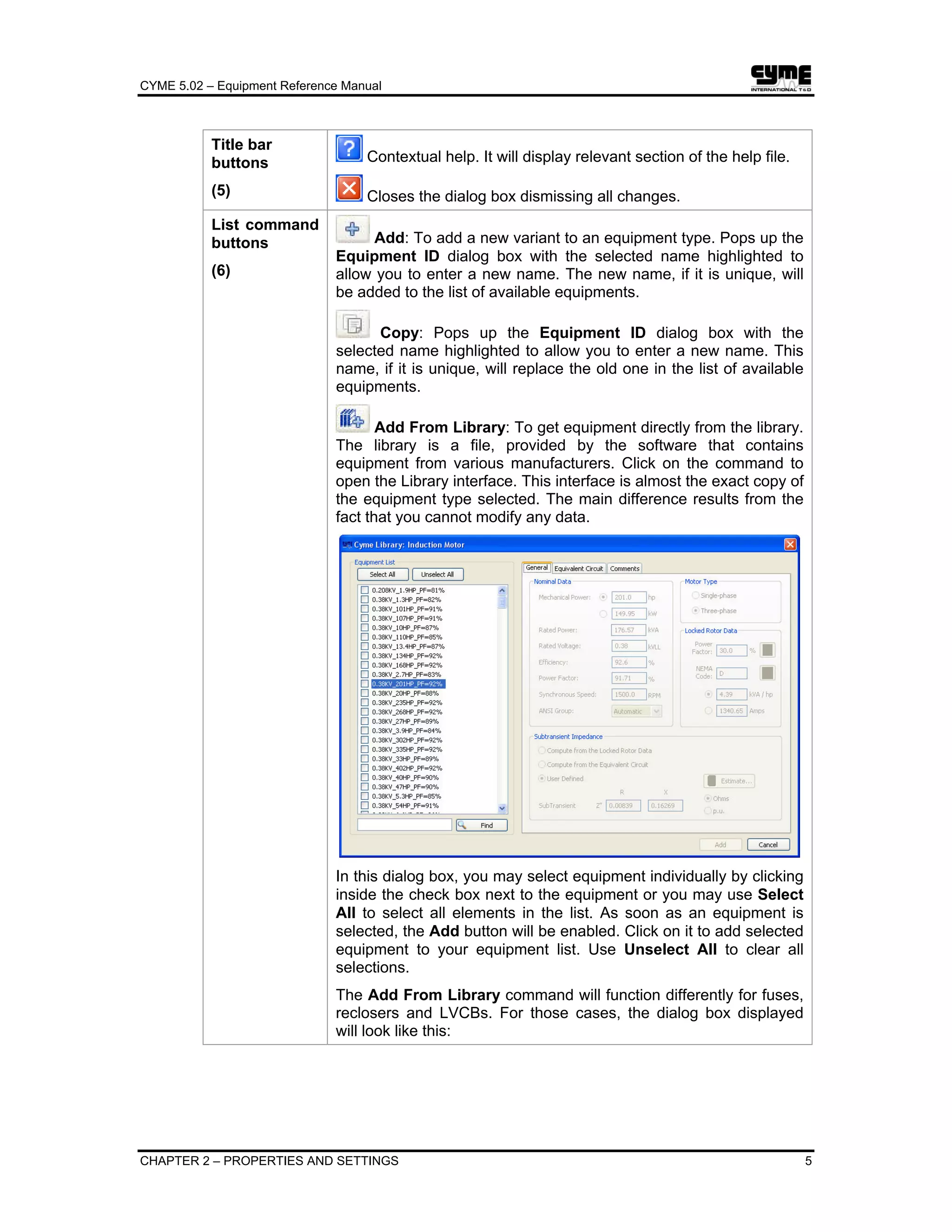 Cyme equipment reference manual | PDF