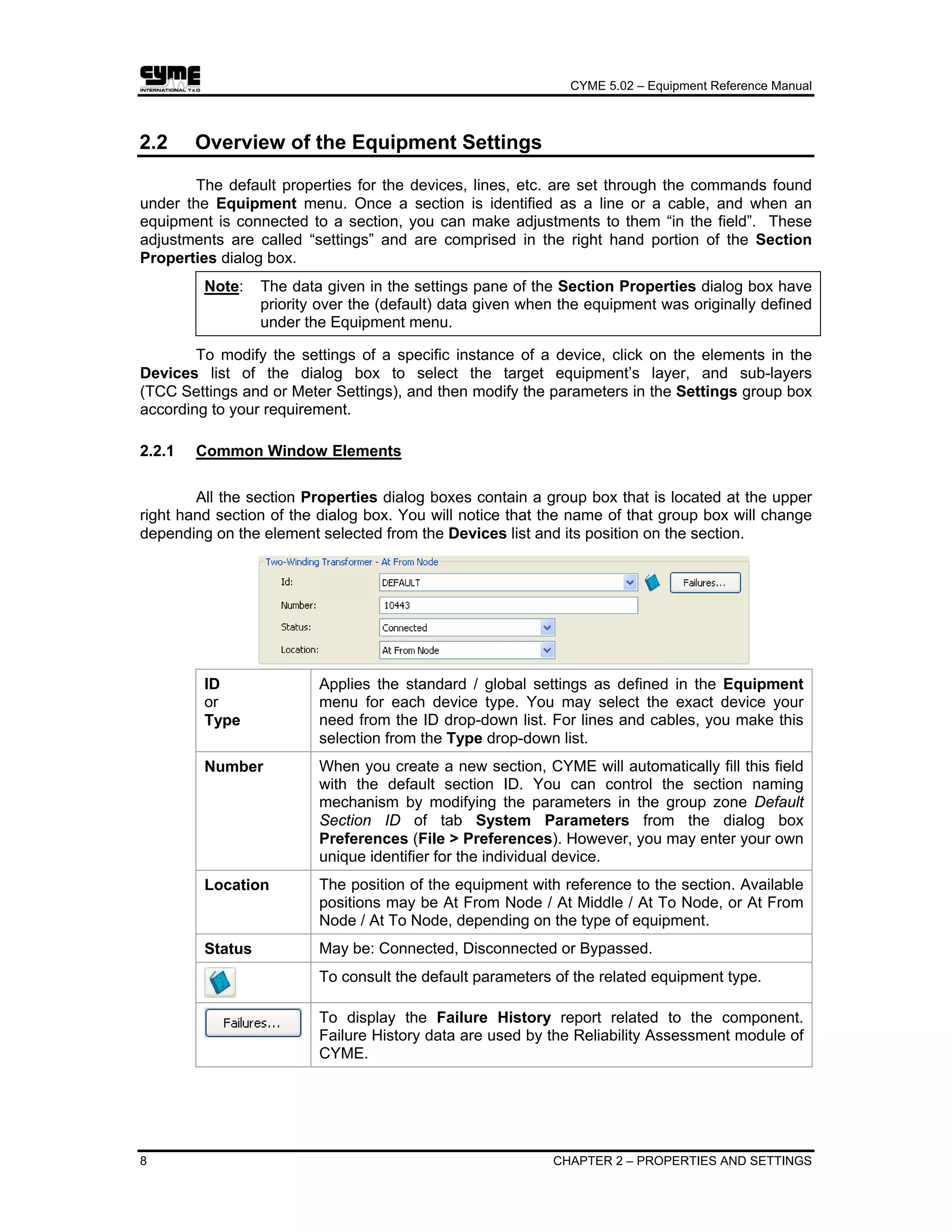 Cyme equipment reference manual | PDF