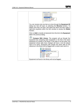 Cyme equipment reference manual | PDF