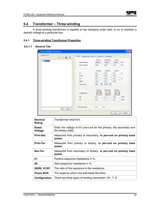 Cyme equipment reference manual | PDF