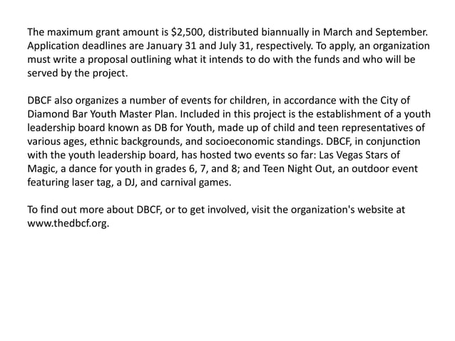 Cyndy simms on the diamond bar community foundation | PPT