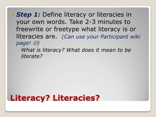 NELA S12 Literacy PD Opening Activity | PPT