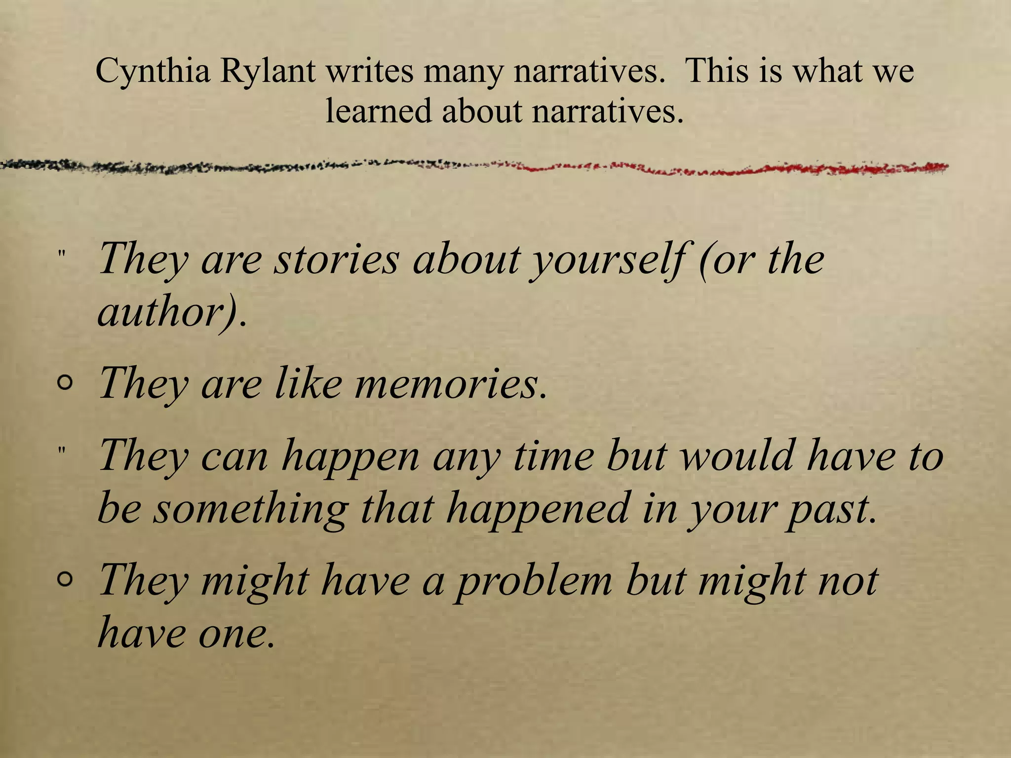 Cynthia Rylant Narratives | PPT