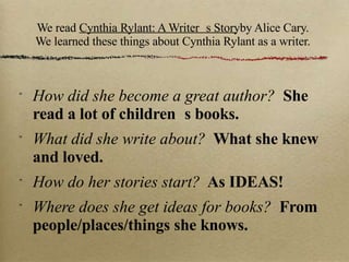 Cynthia Rylant Narratives | PPT