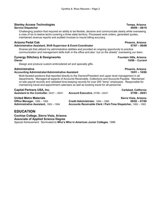 Cynthia A Ross Resume | DOC