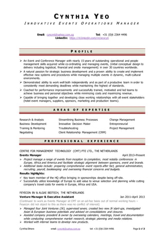 Cynthia yeo cv2 nov | DOCX