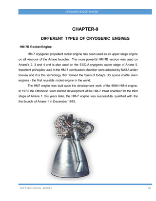 Cyogenic rocket engine report | PDF
