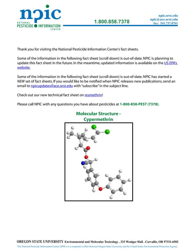 Cypermethrin a pesticide | PDF | Chemistry | Science