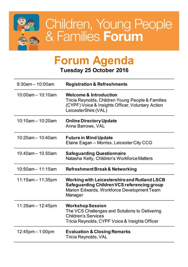 CYPF Final Forum Agenda October 2016 | PDF