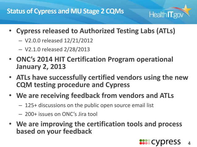 Cypress/VSAC Presentation at HIMSS13 | PPT