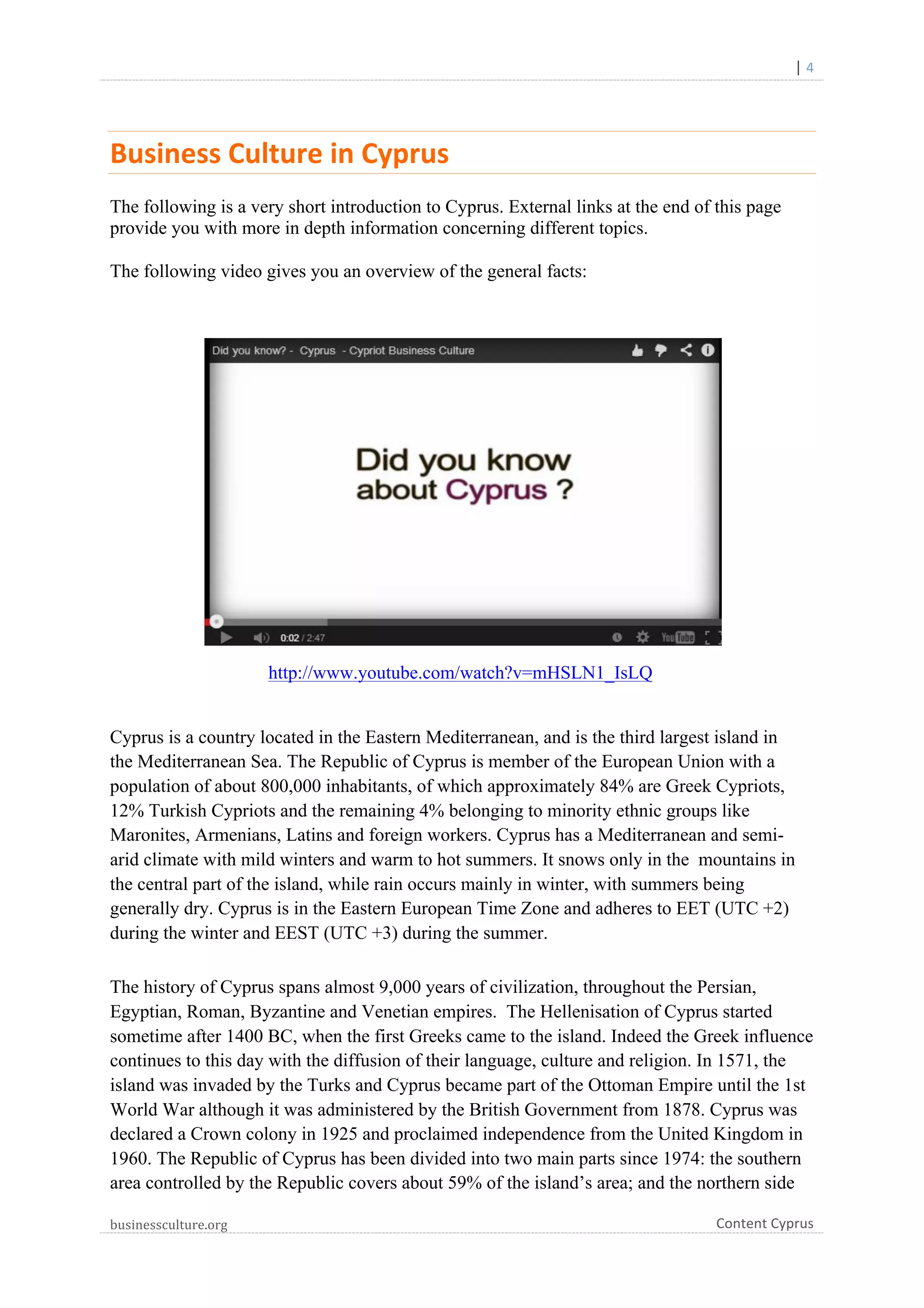 Cypriot business culture guide - Learn about Cyprus | PDF