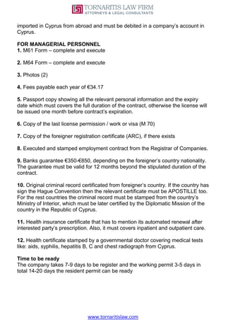 Cyprus permanent residence permits and entry and employment permits | PDF
