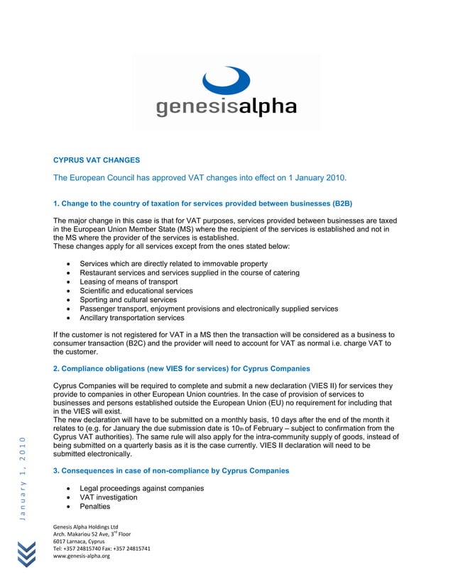 Cyprus Vat Changes | PDF