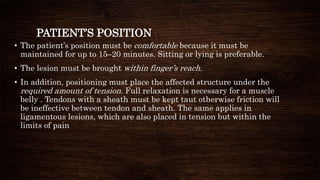 Cyriax - CYRIAX’S FRICTION MASSAGE by Dr. Mumux | PPTX