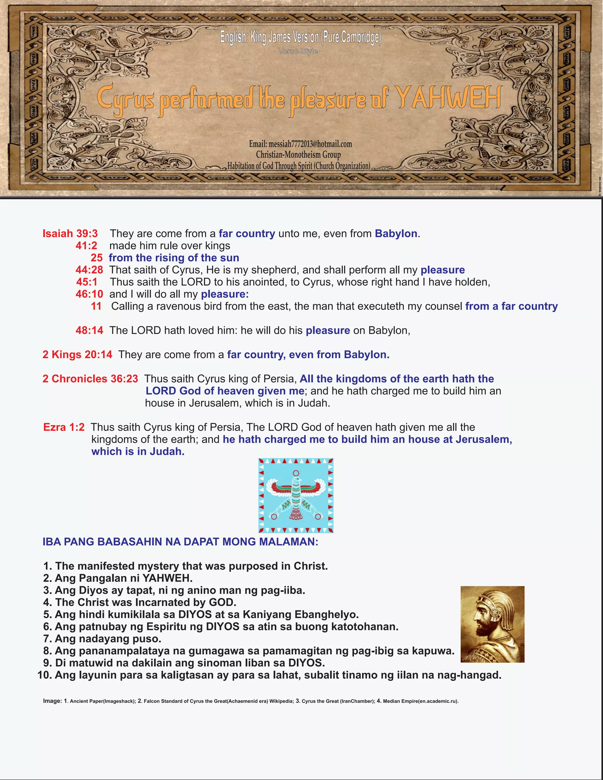 Cyrus performed the pleasure of yahweh | PDF