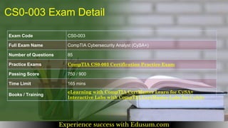 CySA+ Exam Prep: Updated CS0-003 Exam Questions | PDF