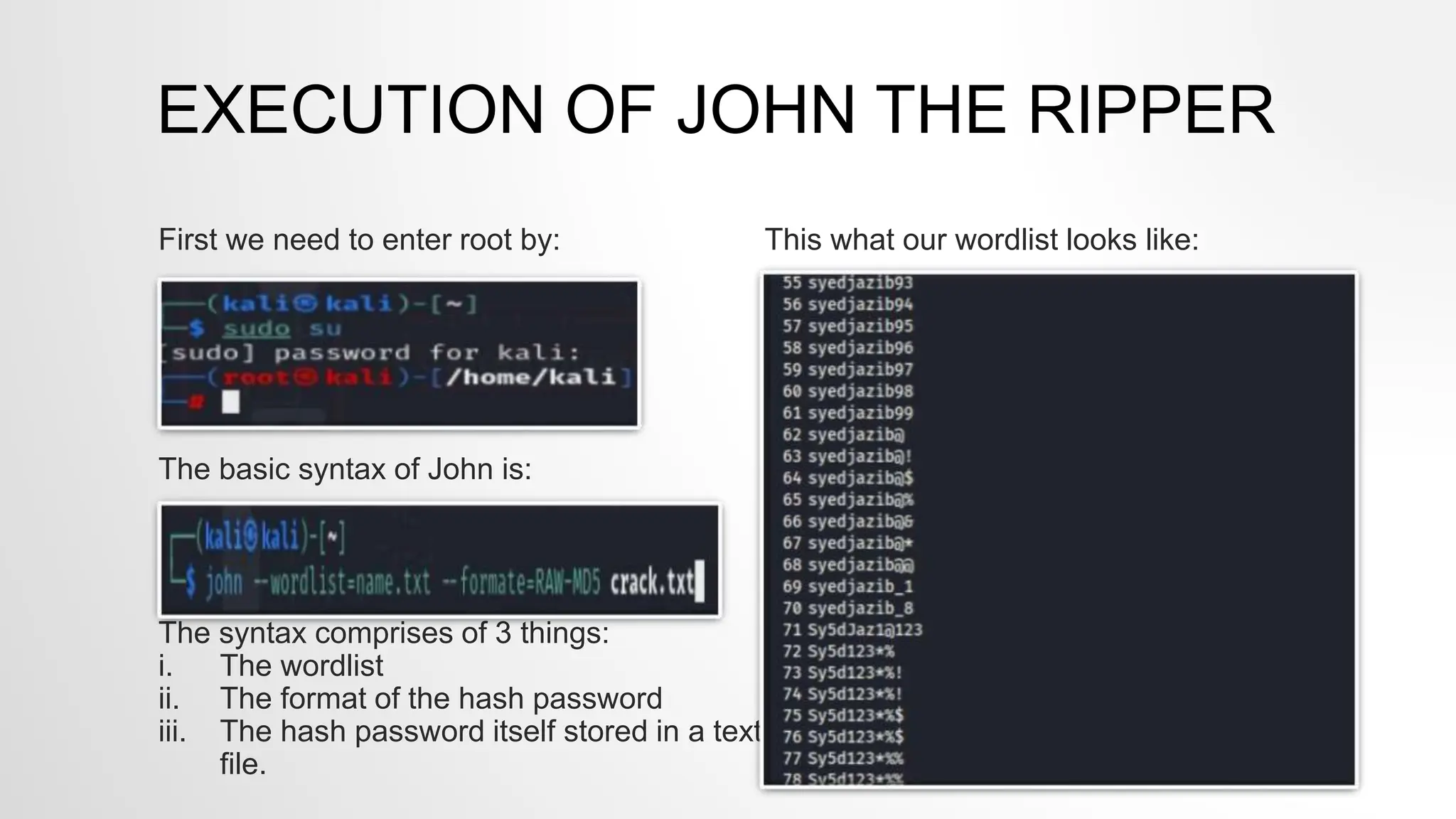 CYS Project Presentation on using johnny and john the ripper | PPTX
