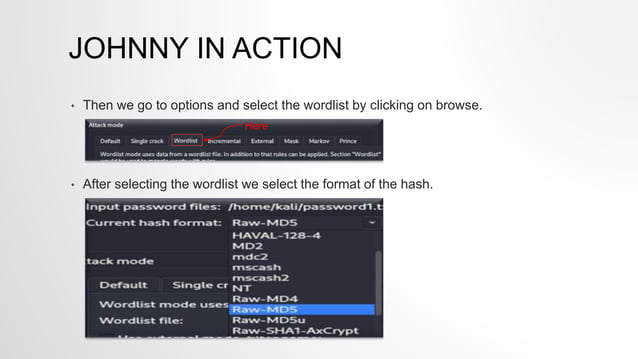 CYS Project Presentation on using johnny and john the ripper | PPTX