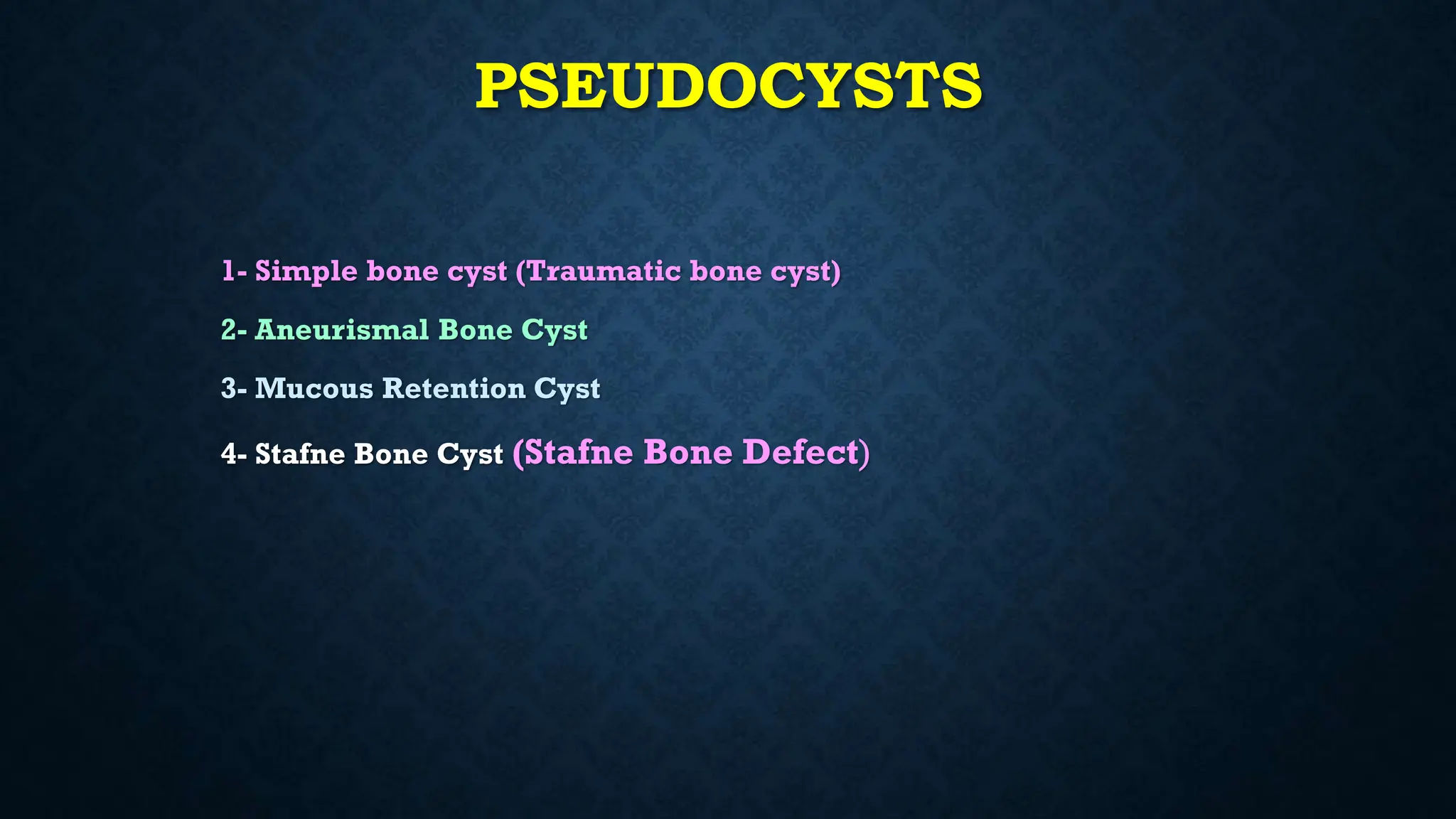 CYSTS OF THE ORAL CAVITY A Cyst is a benign pathologic cavity filled ...