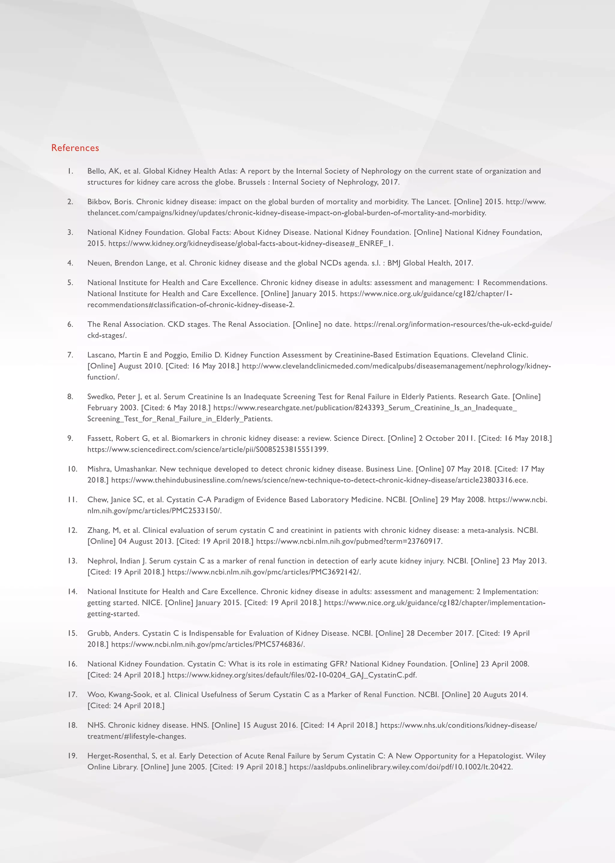 Cystatin C - Early Risk Assessment of Renal Impairment MAY18 | PDF