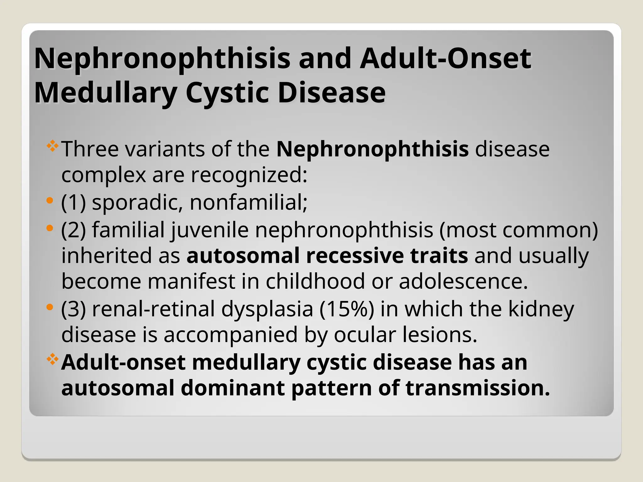 Cystic Diseases of the Kidney; Pathology of major cystic diseases of ...