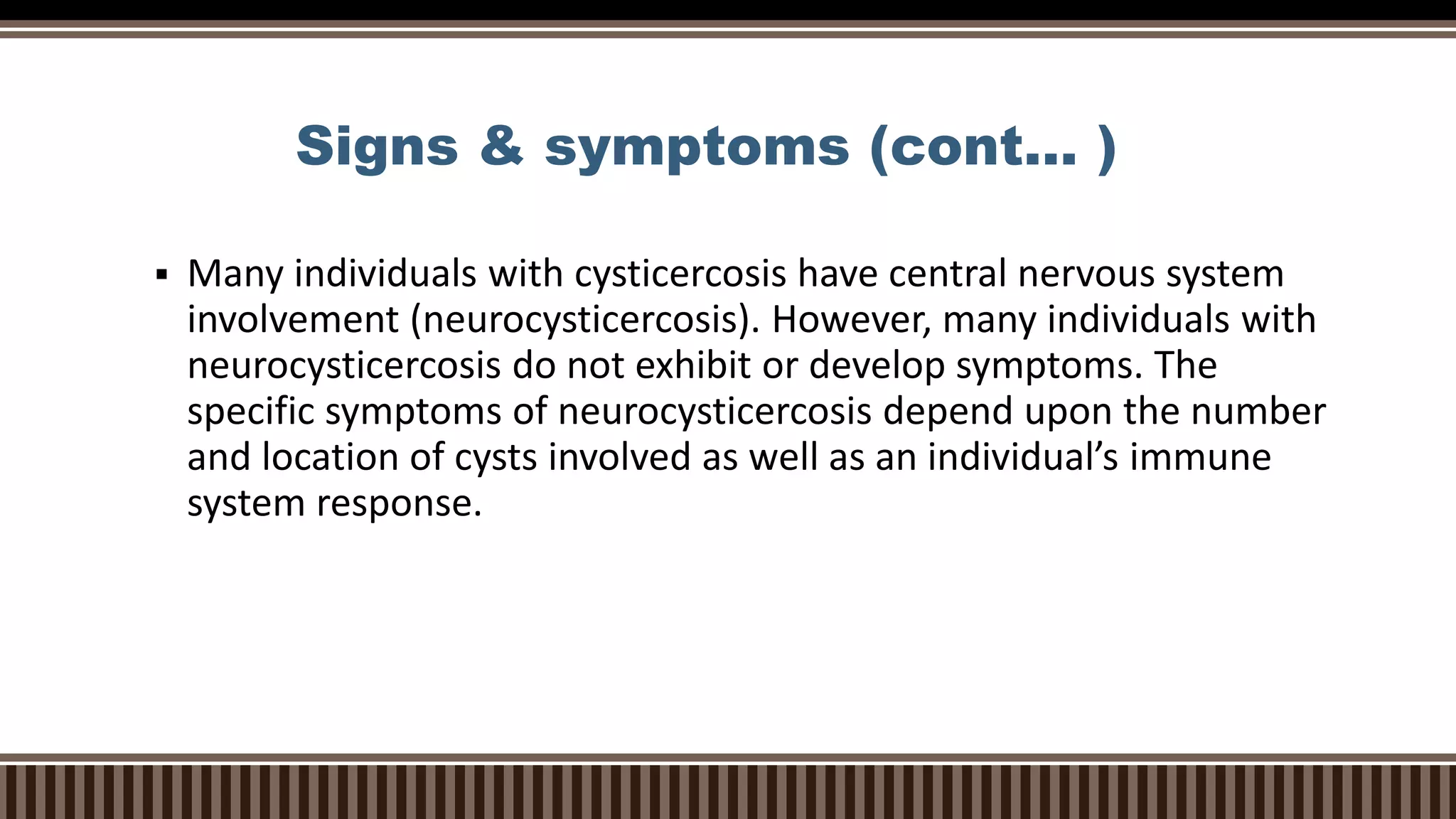 Cysticercosis -types symptoms| management |prevention (medical notes ...