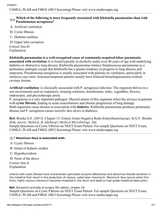 Cystic fibrosis sample questions based on neet pg , usmle, plab and ...
