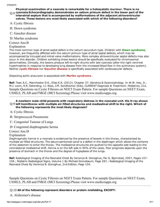Cystic fibrosis sample questions based on neet pg , usmle, plab and ...